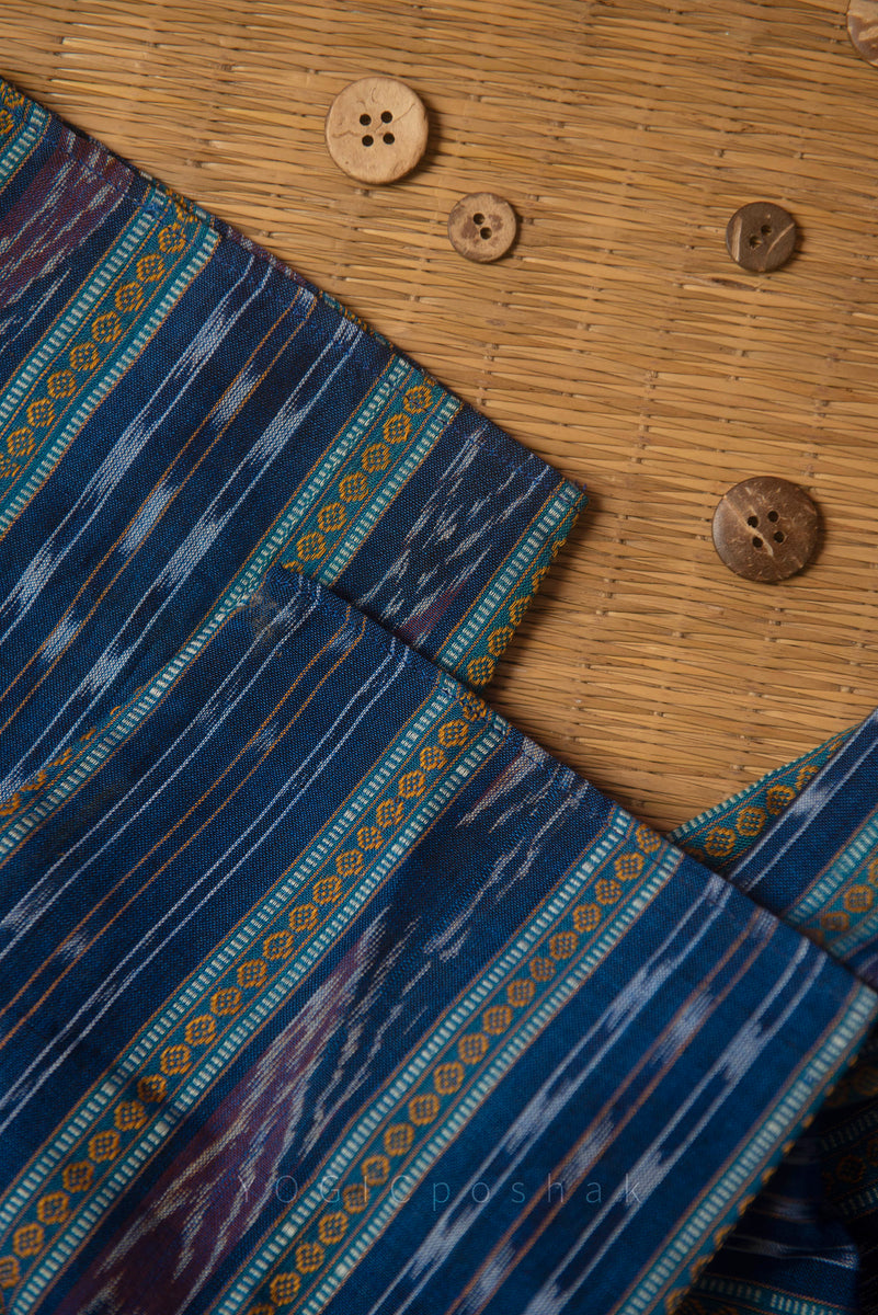 Angiras | Indigo | Ikat | Hand weaved Cotton Kurta for Men – YOGICposhak